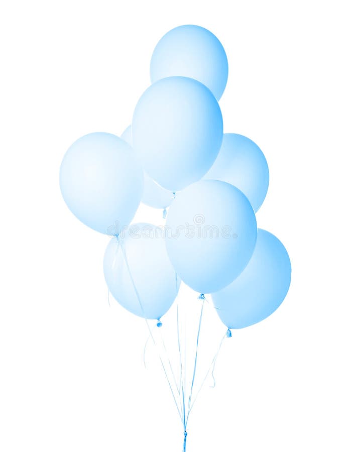 Bunch of Big Light Blue Balloons Object for Birthday Party Isolated on ...