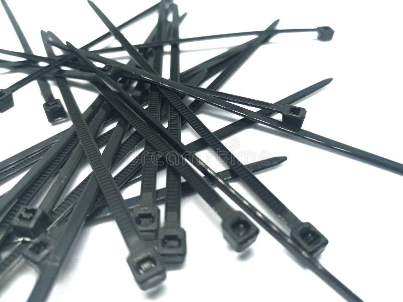 Bunch of Black Cable Ties Isolated on White Background Stock Photo ...