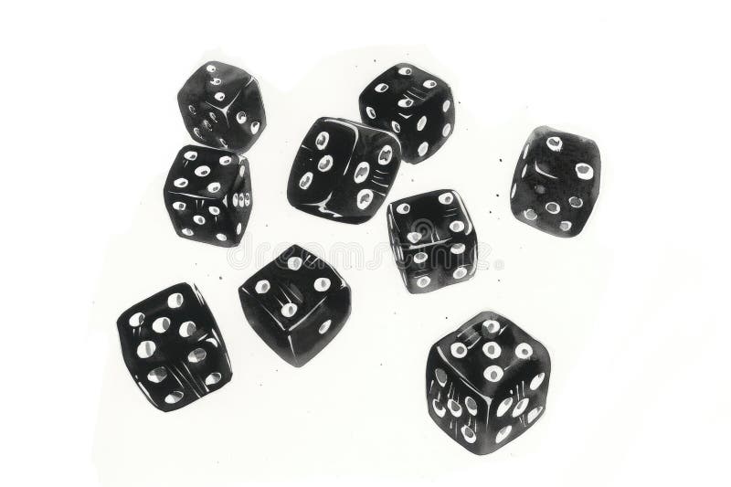 A Bunch of Black Dice on a Table, Perfect for Game Night Decorations ...