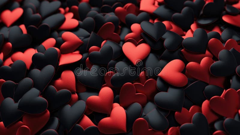 A Bunch of Black and Red Hearts Stacked on Top of Each Other. Perfect ...