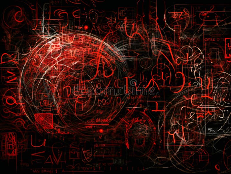 A Bunch of Black and Red Writing on a Black Surface. AI Generated Stock ...