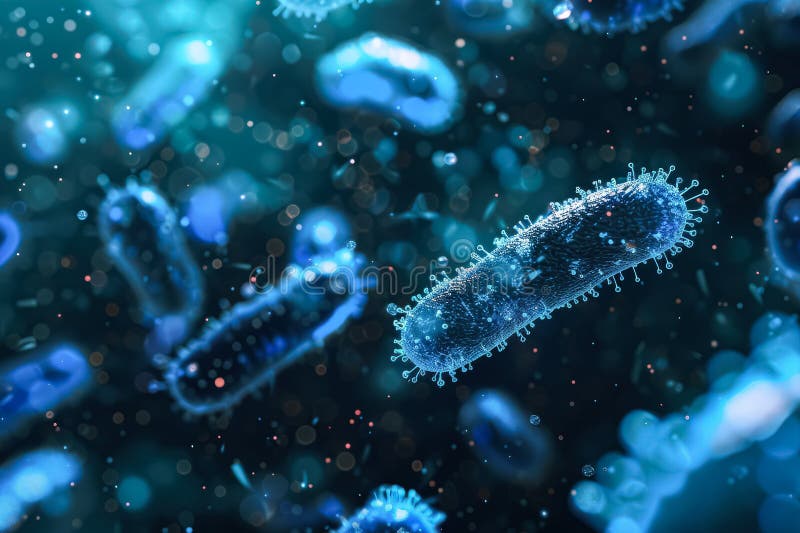 Bunch of Blue Bacteria are Floating in the Air Stock Photo - Image of ...