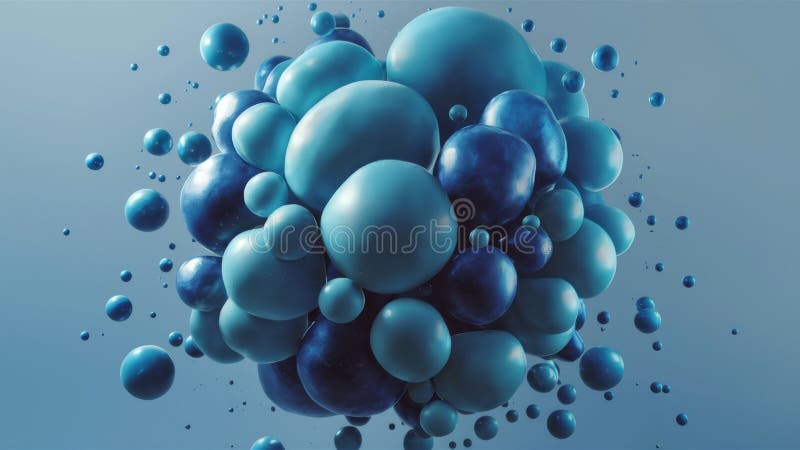 A Bunch of Blue Balloons are Floating in the Air, AI Stock Image ...