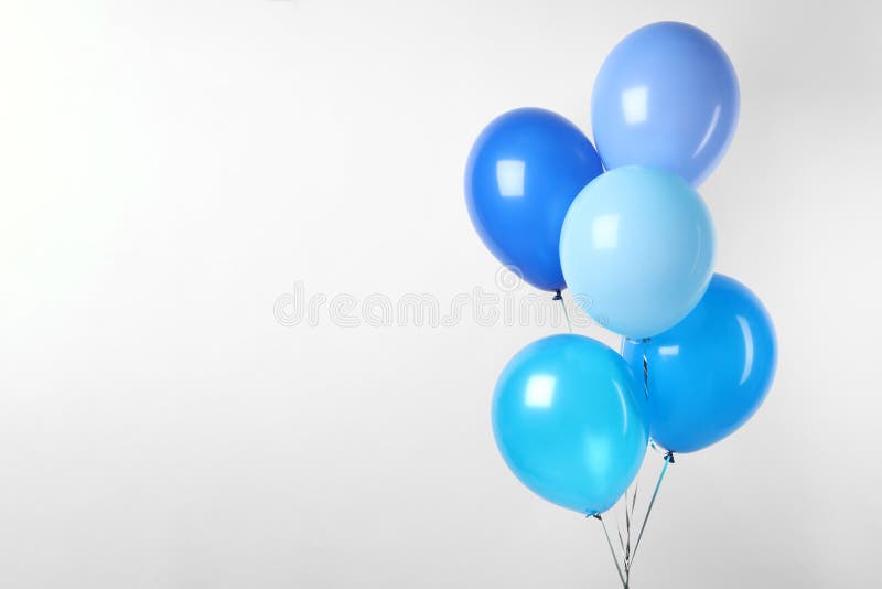 Bunch of Blue Balloons on White. Greeting Card Stock Photo - Image of ...