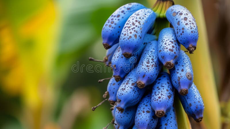 A Bunch of Blue Bananas are Hanging from a Tree, AI Stock Image - Image ...