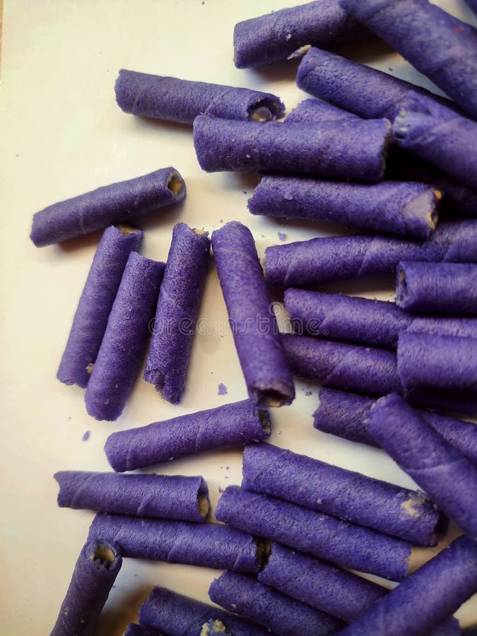 A Bunch of Blue Wafer Biscuits with Vanilla Flavor Isolated on a White ...