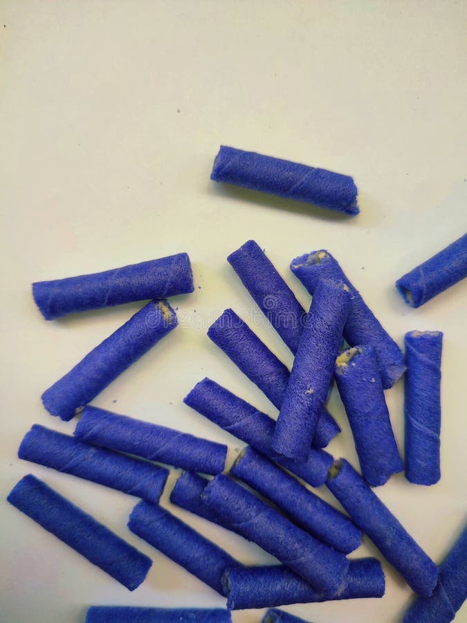 A Bunch of Blue Wafer Biscuits with Vanilla Flavor Isolated on a White ...