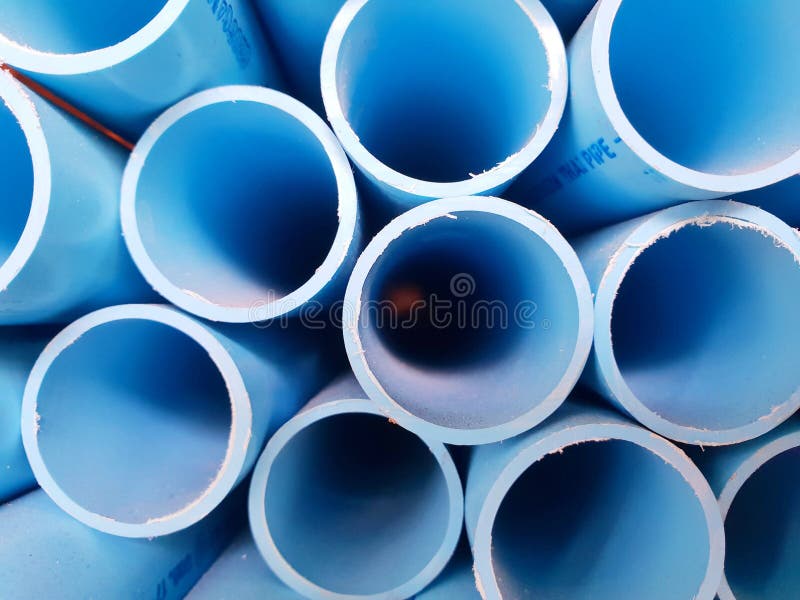 Stack of Blue Water Pvc Pipe on the Rack Background Texture Cut To Edge ...