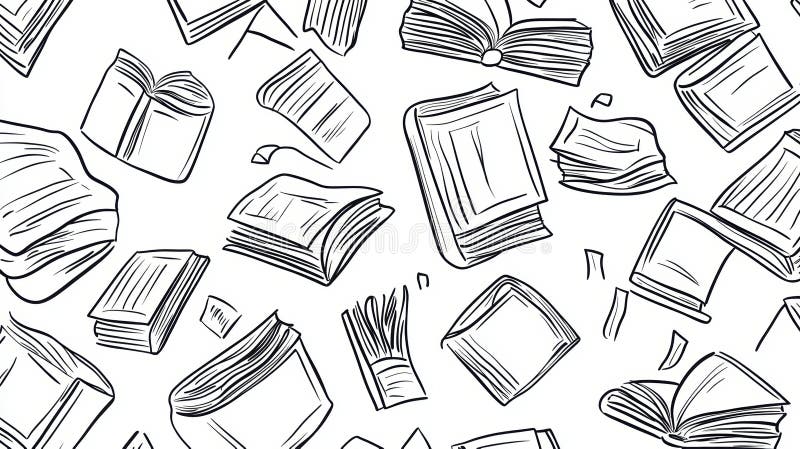A Bunch of Books are Flying Around Stock Illustration - Illustration of ...