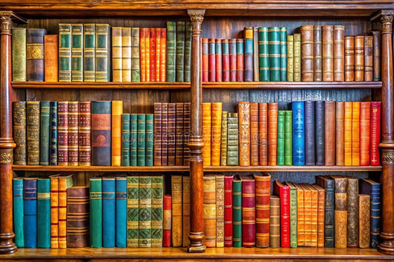 A Bunch of Books on the Shelf Stock Illustration - Illustration of ...