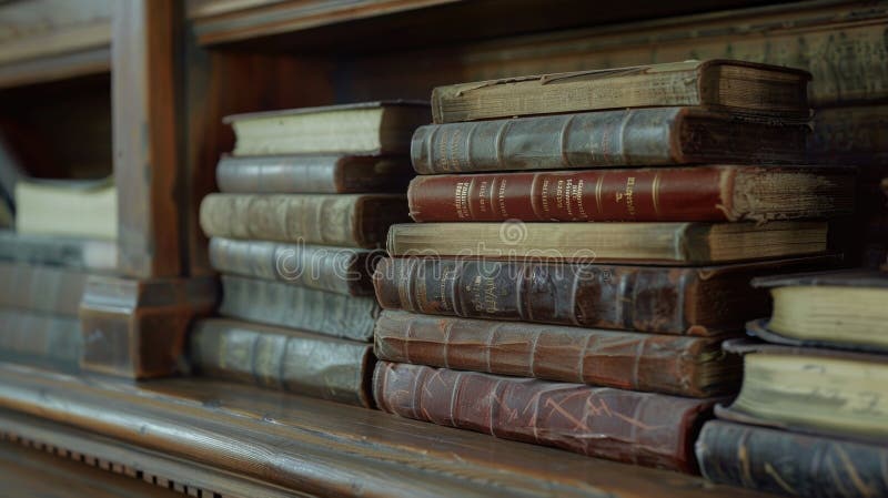 A Bunch of Books Stacked on a Shelf. Suitable for Educational or ...