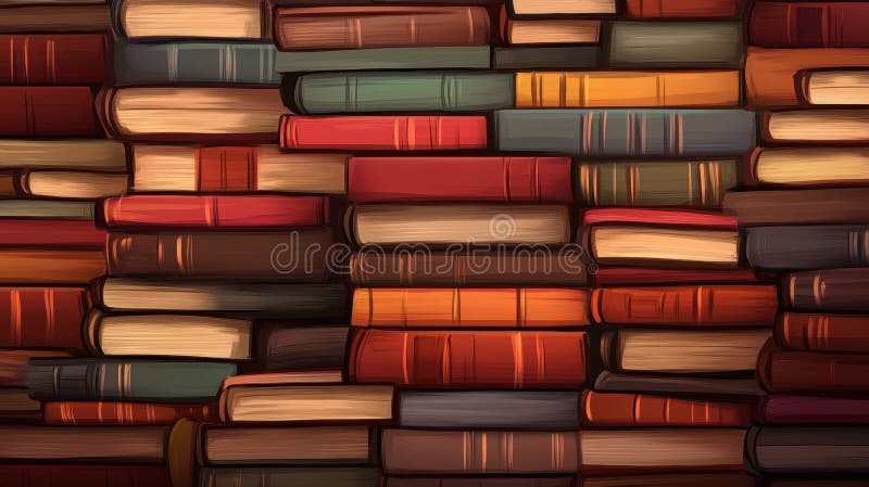 A Bunch of Books Stacked on Top of Each Other Stock Illustration ...