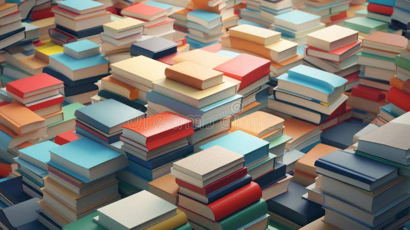 Photo of a Stack of Books in a Library or Study Room Stock Illustration ...