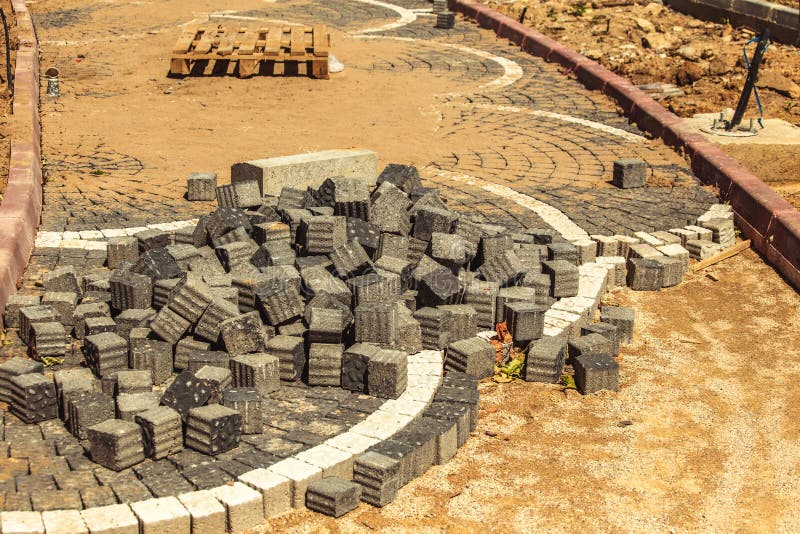 A Bunch of Bricks for a Sidewalk or a Footpath. of the Decorative ...