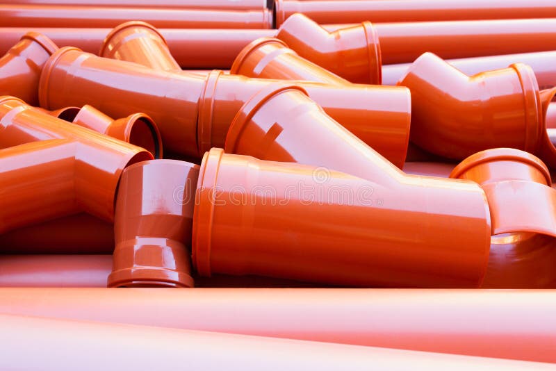 Bunch of Bright Red Pvc Sewer Pipes Stock Image - Image of industry ...