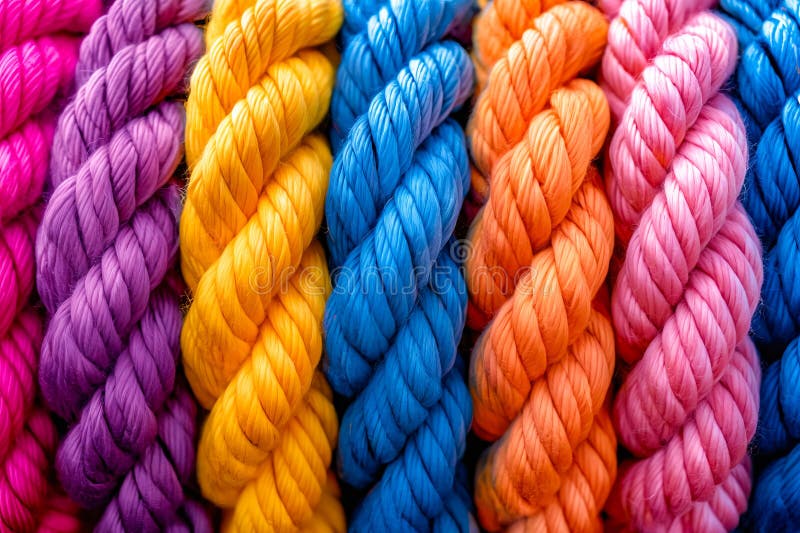 A Bunch of Brightly Colored Ropes are Arranged in a Row. Generative AI ...