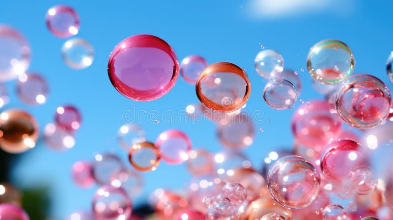 A Bunch Of Bubbles Floating In The Air Generative Ai Image Stock
