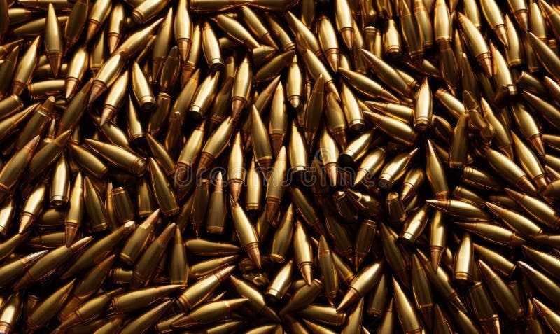 A Tower of Spent Bullet Shells Standing Tall and Proud Stock ...