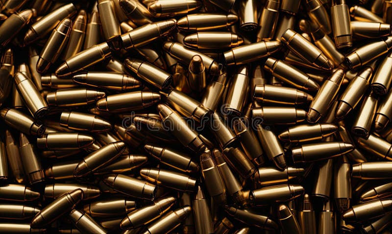A Pile of Spent Bullet Shells on a Dark Background Stock Illustration ...