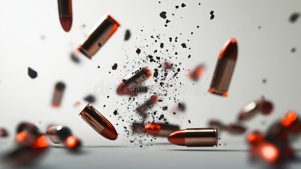 A Bunch of Bullets Falling Out of a Pile of Bullets Stock Photo - Image ...