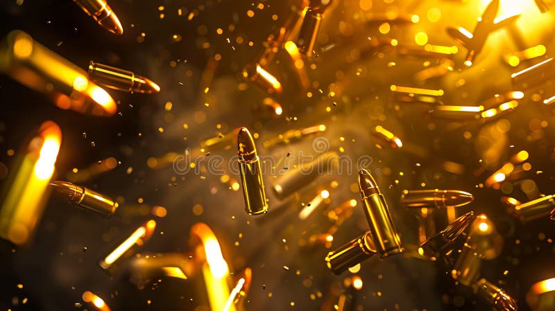 A Bunch of Bullets Falling from the Sky Stock Image - Image of golden ...