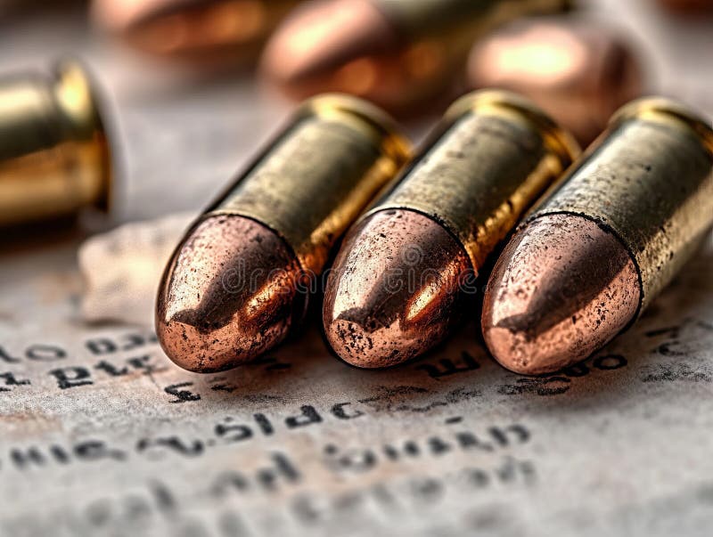 A Bunch of Bullets Laying on Top of a Piece of Paper Stock Image ...