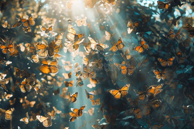 A Bunch of Butterflies in Flight, Creating a Mesmerizing Sight with ...