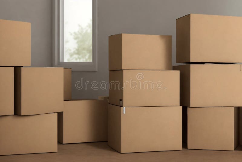 A Bunch of Cardboard Boxes. Generative AI Stock Illustration ...