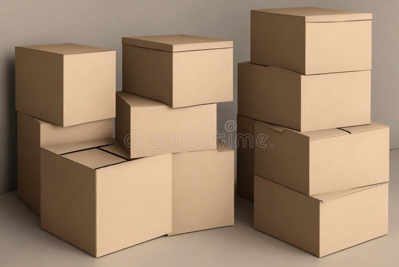 A Bunch of Cardboard Boxes. Generative AI Stock Illustration ...