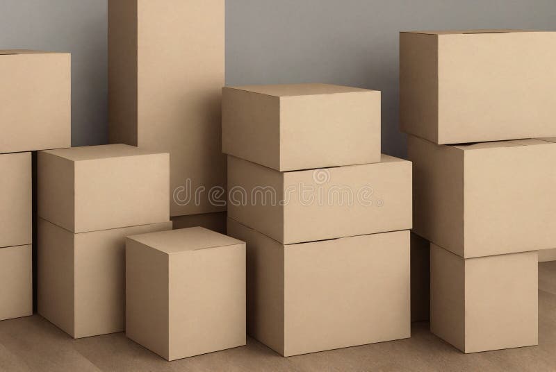 A Bunch of Cardboard Boxes. Generative AI Stock Illustration ...