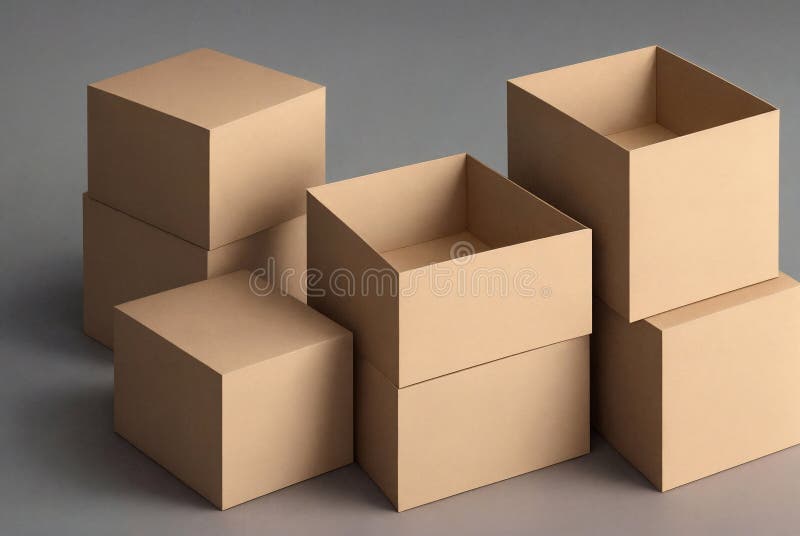 A Bunch of Cardboard Boxes. Generative AI Stock Illustration ...