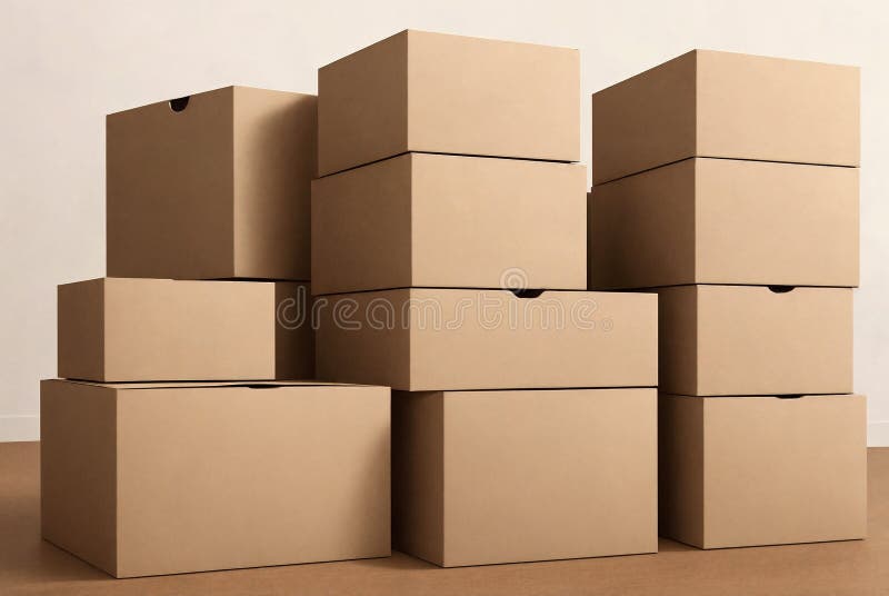 A Bunch of Cardboard Boxes. Generative AI Stock Illustration ...