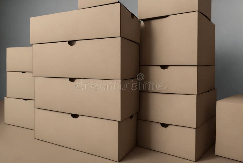 A Bunch of Cardboard Boxes. Generative AI Stock Illustration ...
