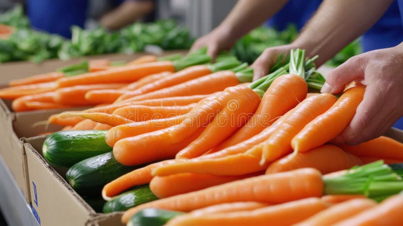 A Bunch of Carrots are Being Sorted and Packed in Boxes, AI Stock Photo - Image of food, retail ...