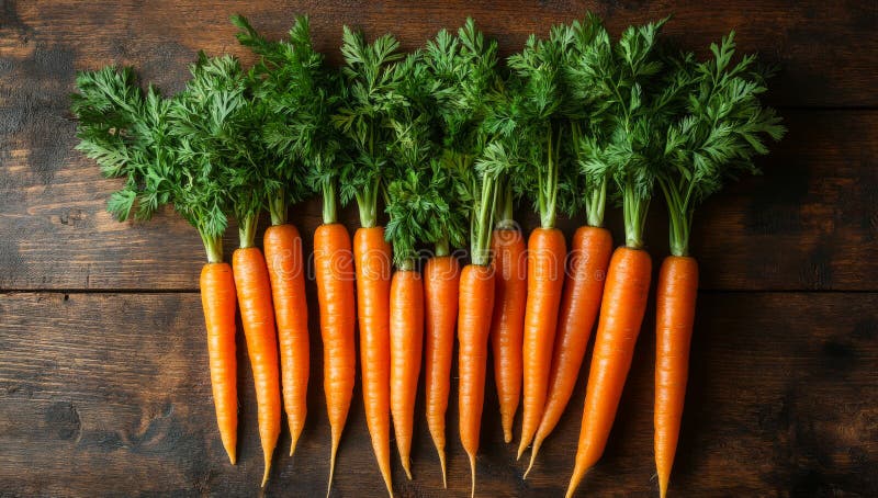 A Bunch of Carrots are Lined Up on a Wooden Table Stock Photo - Image ...
