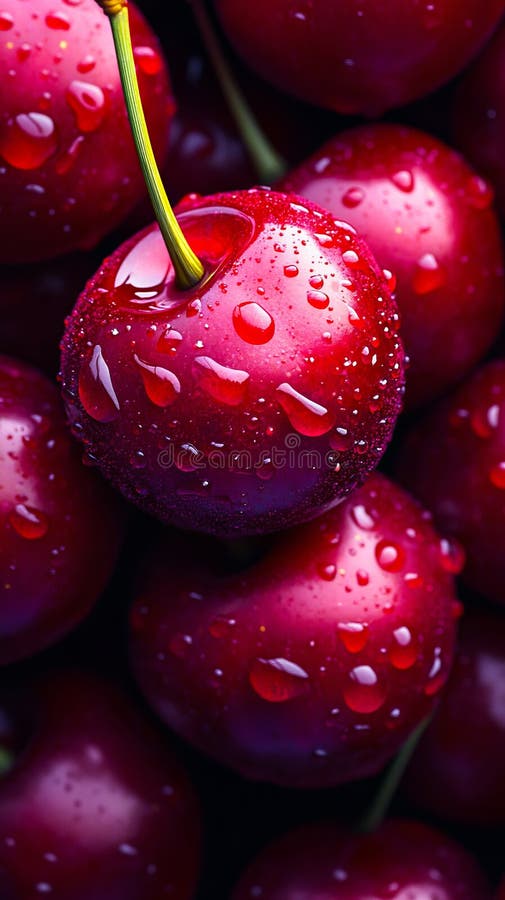 Cherries in Water by Samantha Mcdonald Stock Image - Image of generated ...