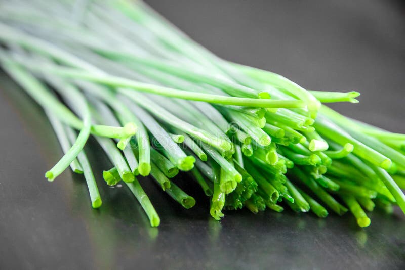 Bunch of Chives Closeup View Stock Image - Image of background ...