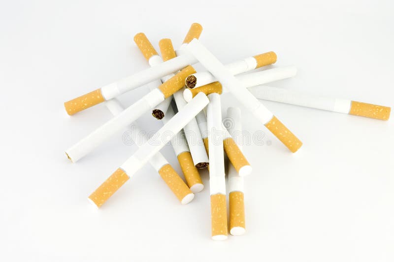 Bunch Of Cigarettes, Over White Stock Photo - Image of joint, pause: 696458