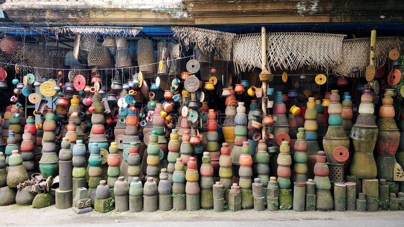 A Bunch of Clay Pots. Store Selling Clay Pots for Home and Garden Decor ...