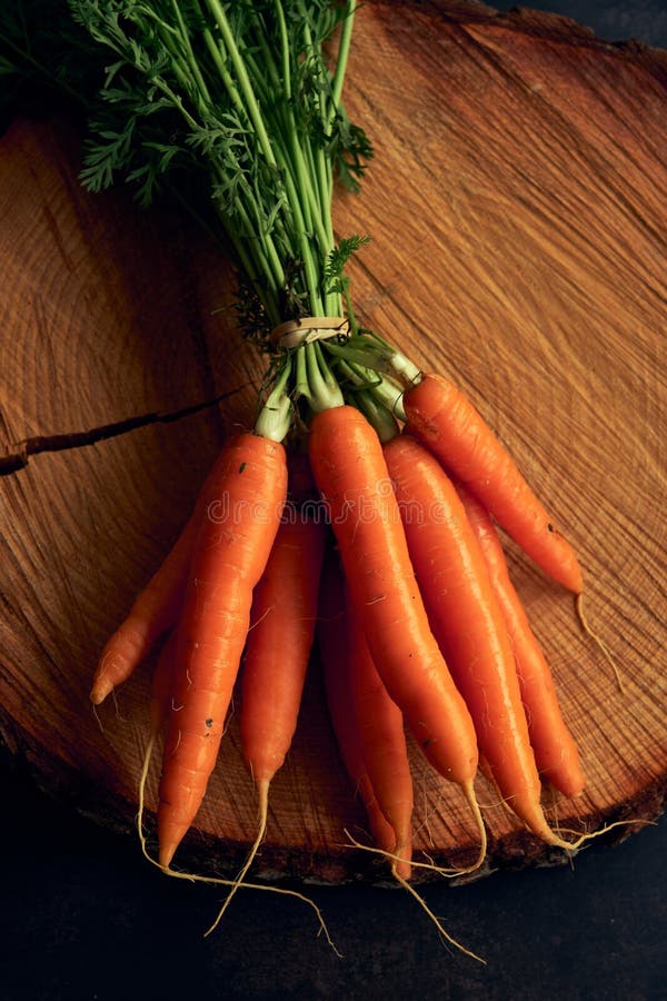 Bunch of Clean Young Carrots with Tops Stock Image - Image of ...