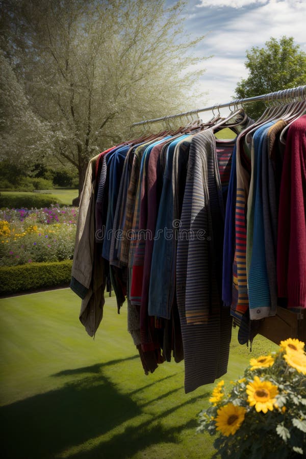 A Bunch of Clothes Hanging on a Clothes Line. Generative AI Stock ...