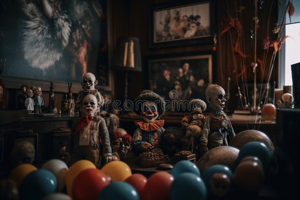 A Bunch of Clowns Sitting on Top of a Table. AI Generative Image. Stock ...