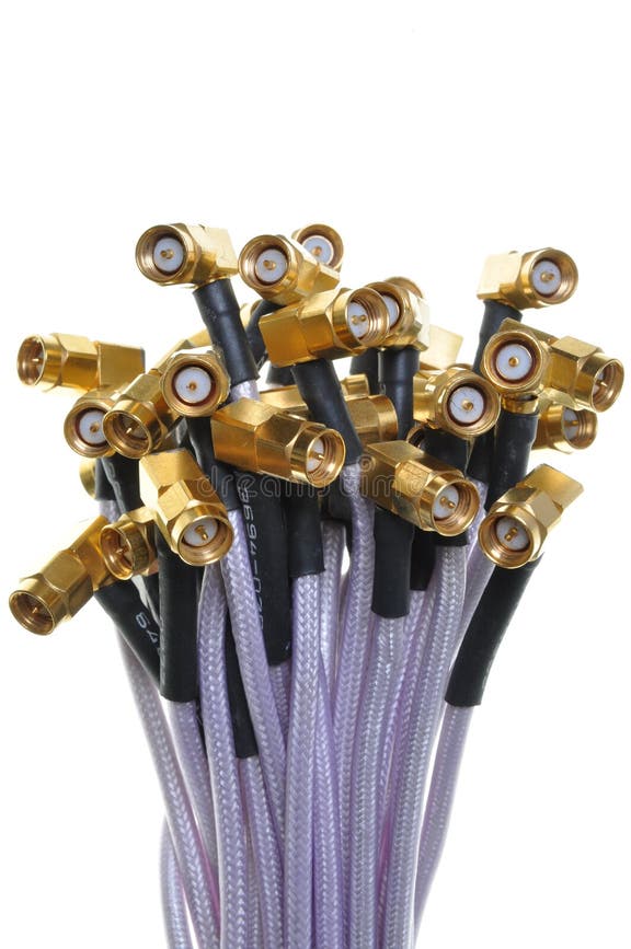 Bunch of Coax Transmission Cable Stock Image - Image of connect, gold ...