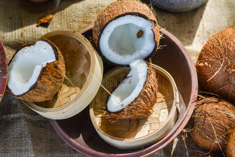 Bunch of Coconuts in the Bowl Stock Image - Image of beautiful, bowl ...
