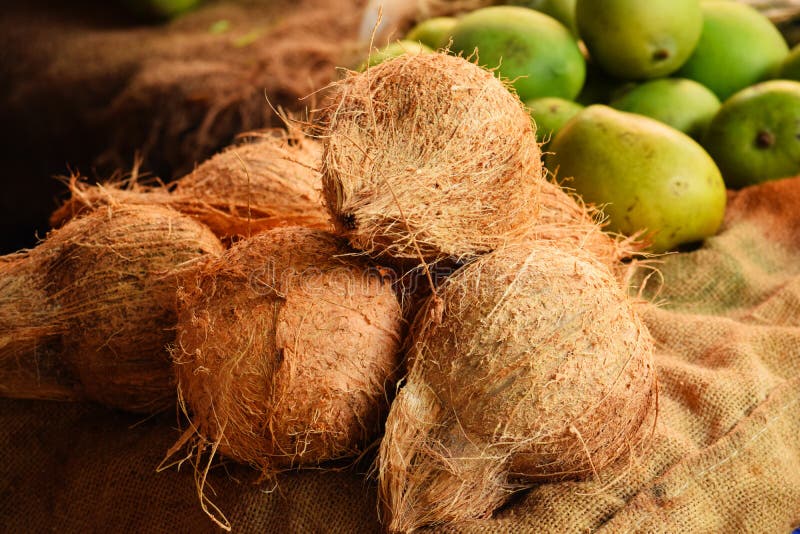 Bunch of Coconuts in the Street Market, Ready for Sales Stock Photo ...