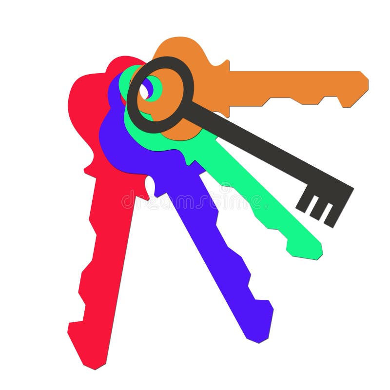 A bunch of colored keys stock illustration. Illustration of colored ...