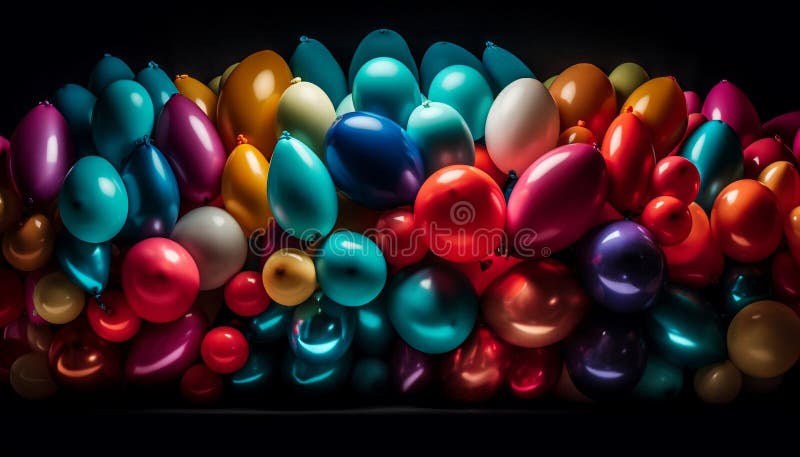 A Bunch of Colorful Balloons Flying in a Celebration Event Generated by ...