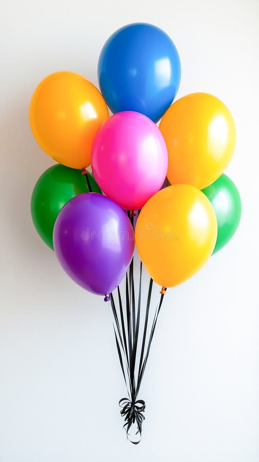 Bouquet Colorful Heart Balloons Tied Together Stock Photos - Free ...