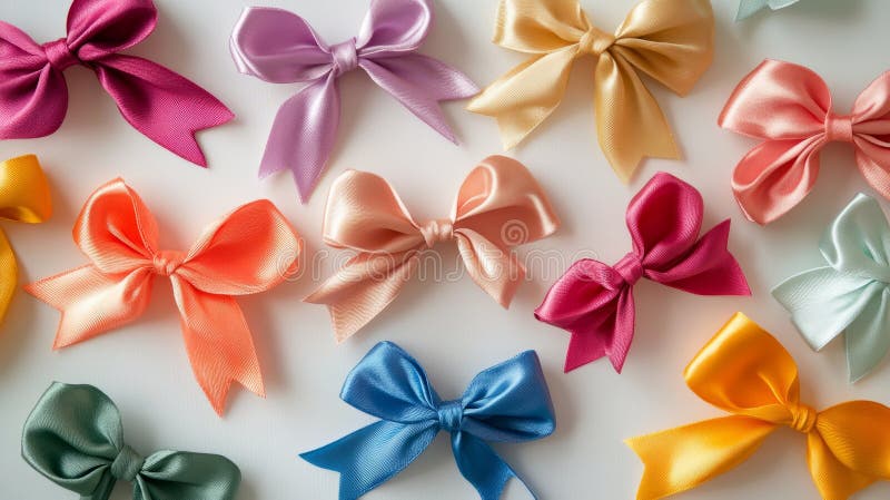 A Bunch of Colorful Bows are Arranged on a White Background Stock ...