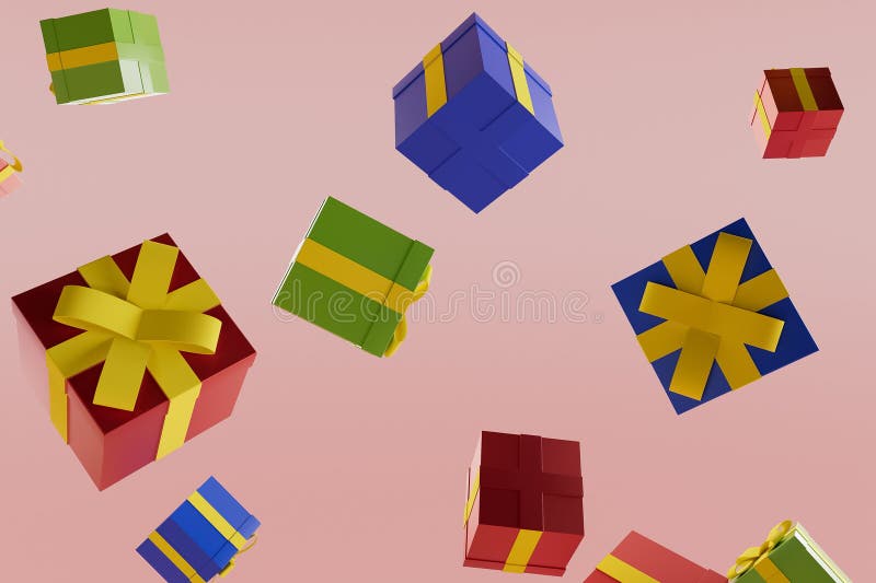 A Bunch of Colorful Boxes are Flying through the Air, 3d Render Stock ...